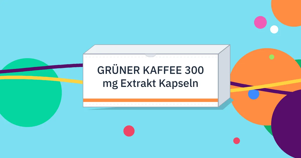 Symbolbild: Packung mit der Aufschrift GRÜNER KAFFEE 300 mg Extrakt Kapseln (PZN 08698721) – Verfügbarkeit und Bezug in Apotheken in Frankfurt am Main