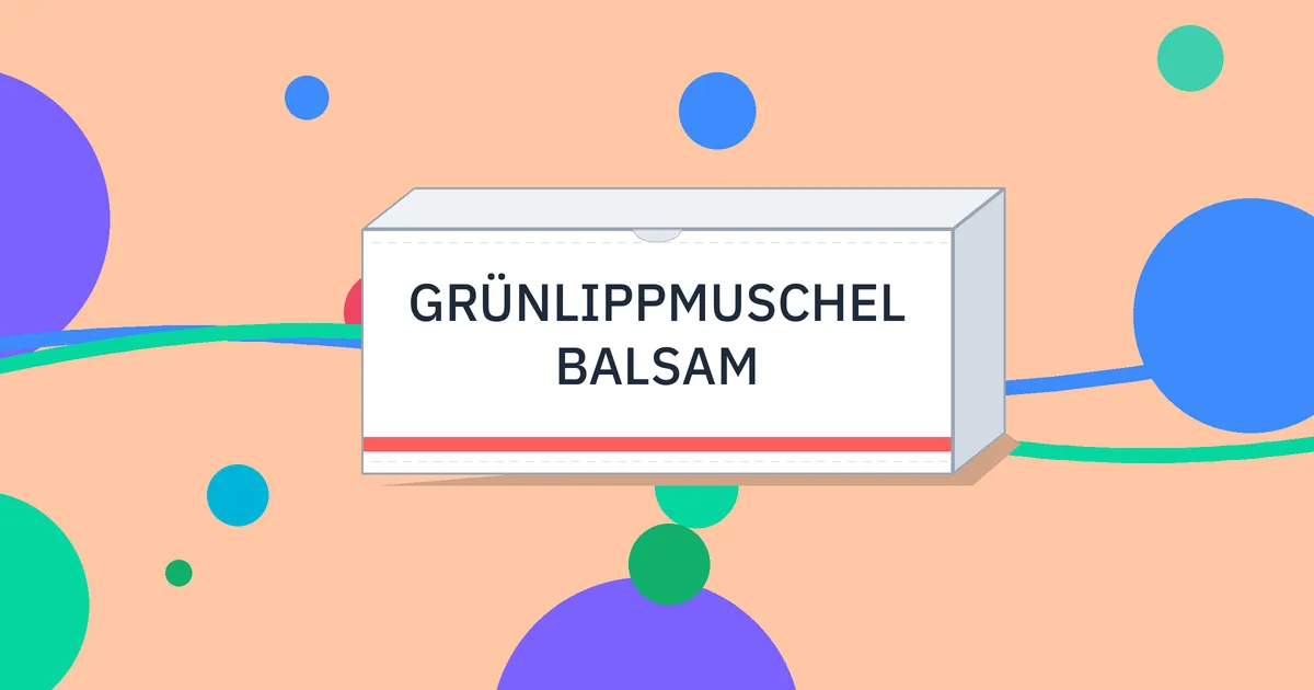 Symbolbild: Packung mit der Aufschrift GRÜNLIPPMUSCHEL BALSAM (PZN 13882680) – Verfügbarkeit und Bezug in Apotheken in Frankfurt am Main