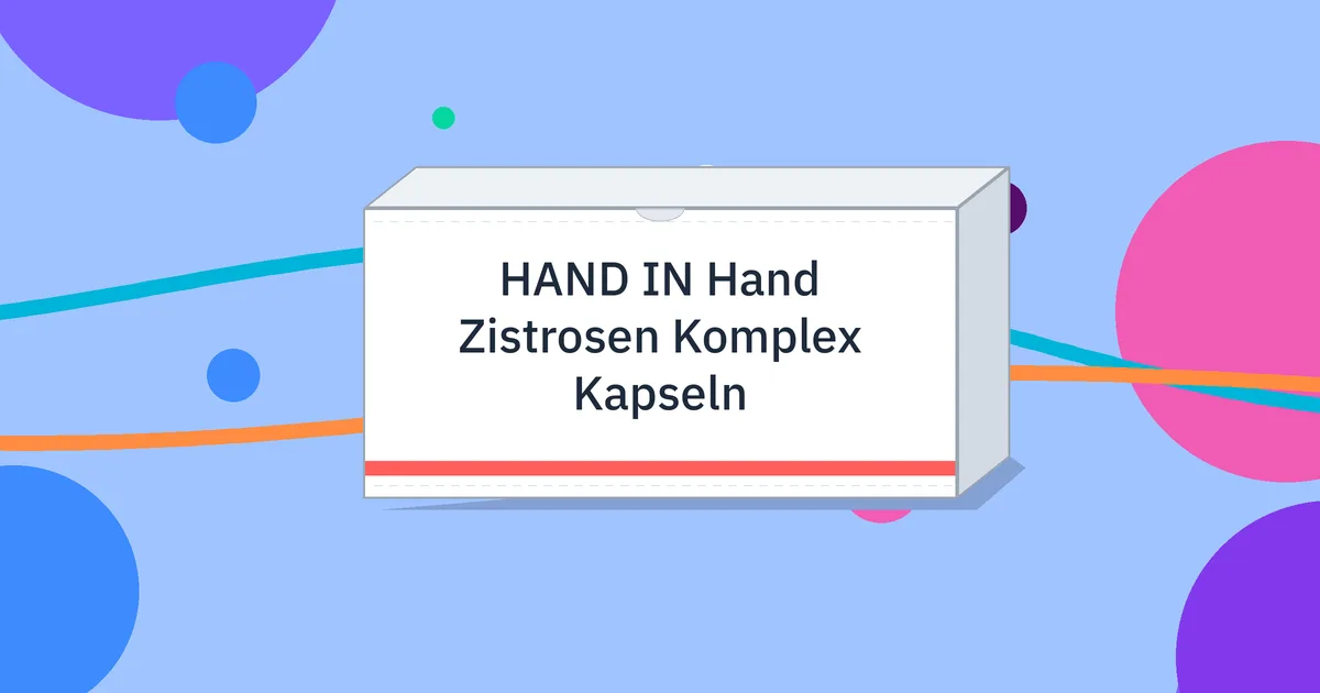 Symbolbild: Packung mit der Aufschrift HAND IN Hand Zistrosen Komplex Kapseln (PZN 19421891) – Verfügbarkeit und Bezug in Apotheken in Frankfurt am Main