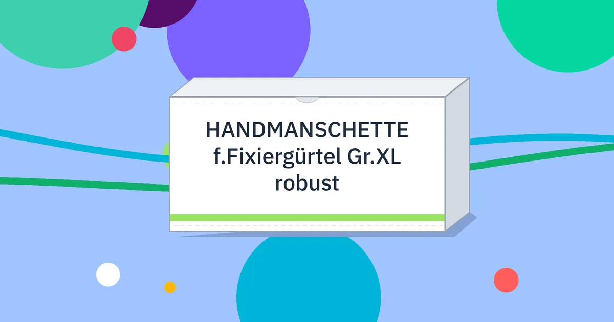 Symbolbild: Packung mit der Aufschrift HANDMANSCHETTE f.Fixiergürtel Gr.XL robust (PZN 11577470) – Verfügbarkeit und Bezug in Apotheken in Frankfurt am Main