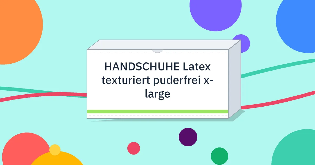 Symbolbild: Packung mit der Aufschrift HANDSCHUHE Latex texturiert puderfrei x-large (PZN 09314237) – Verfügbarkeit und Bezug in Apotheken in Frankfurt am Main