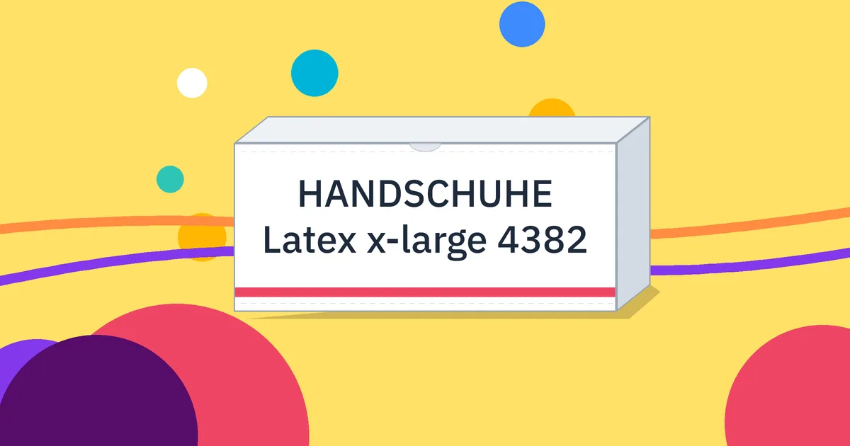 Symbolbild: Packung mit der Aufschrift HANDSCHUHE Latex x-large 4382 (PZN 01693689) – Verfügbarkeit und Bezug in Apotheken in Frankfurt am Main
