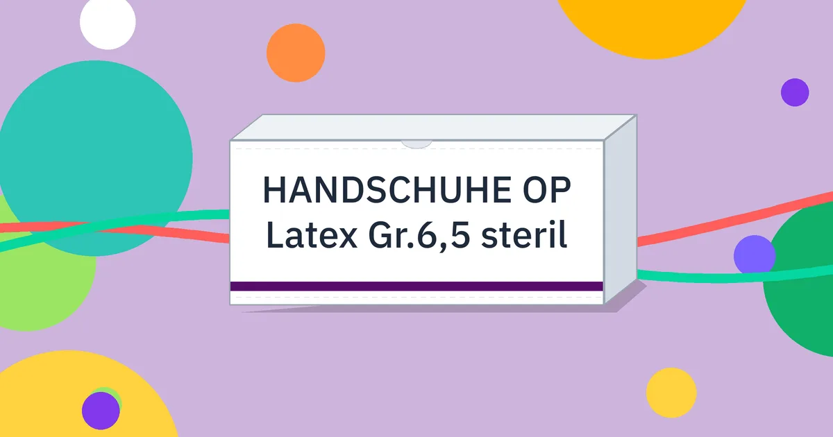 Symbolbild: Packung mit der Aufschrift HANDSCHUHE OP Latex Gr.6,5 steril (PZN 00061645) – Verfügbarkeit und Bezug in Apotheken in Frankfurt am Main