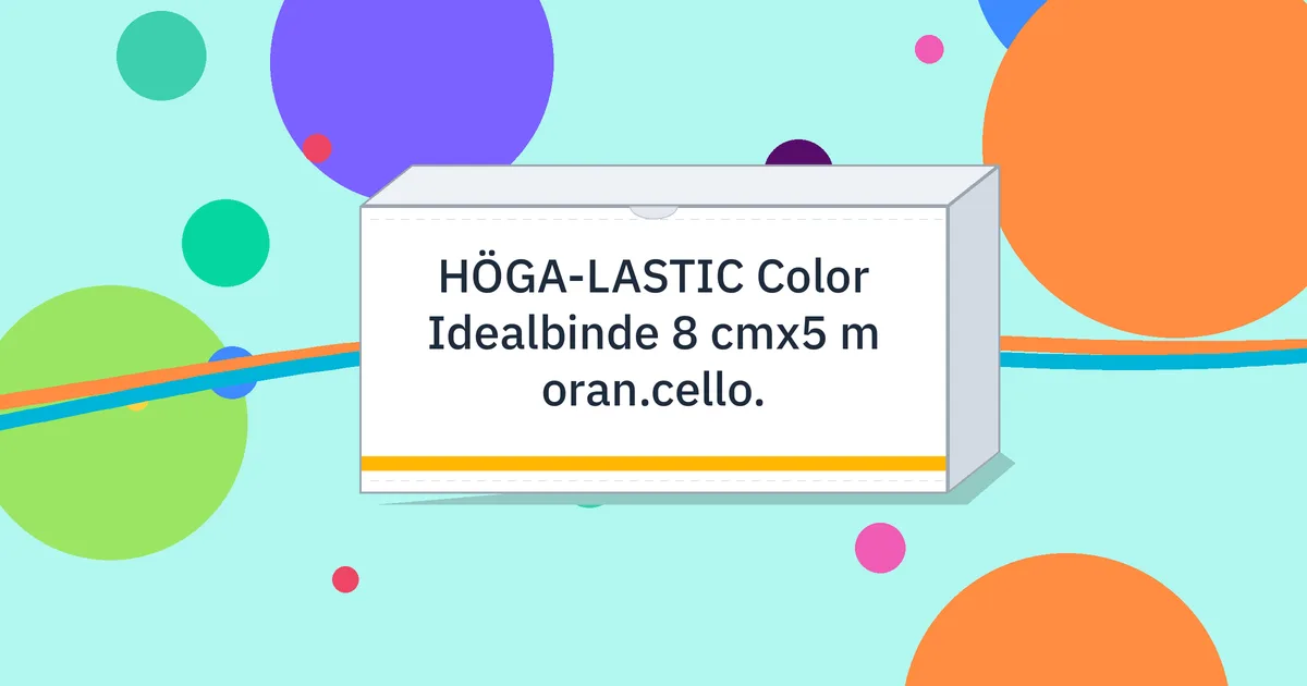 Symbolbild: Packung mit der Aufschrift HÖGA-LASTIC Color Idealbinde 8 cmx5 m oran.cello. (PZN 10917917) – Verfügbarkeit und Bezug in Apotheken in Frankfurt am Main