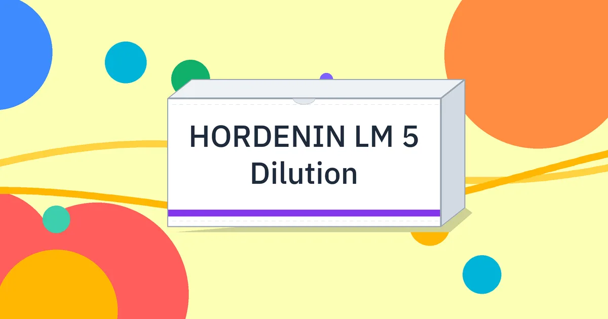 Symbolbild: Packung mit der Aufschrift HORDENIN LM 5 Dilution (PZN 13555254) – Verfügbarkeit und Bezug in Apotheken in Frankfurt am Main