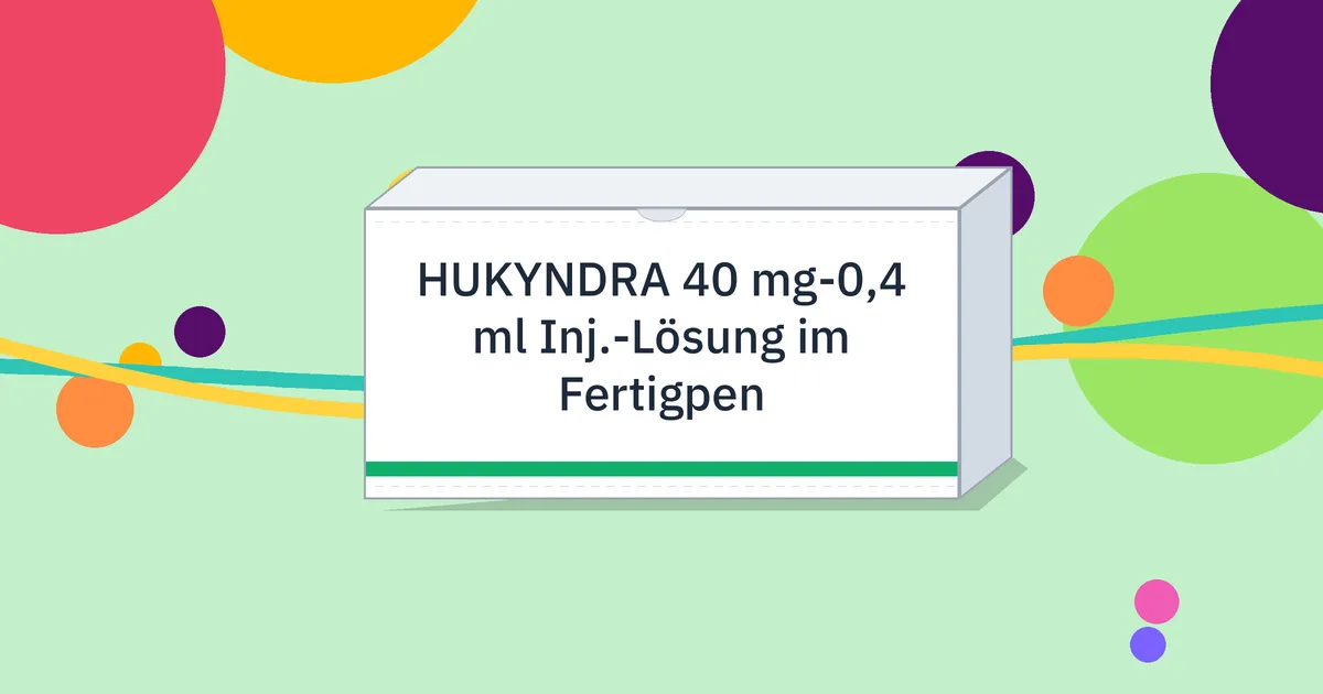 Symbolbild: Packung mit der Aufschrift HUKYNDRA 40 mg-0,4 ml Inj.-Lösung im Fertigpen (PZN 18271372) – Verfügbarkeit und Bezug in Apotheken in Frankfurt am Main