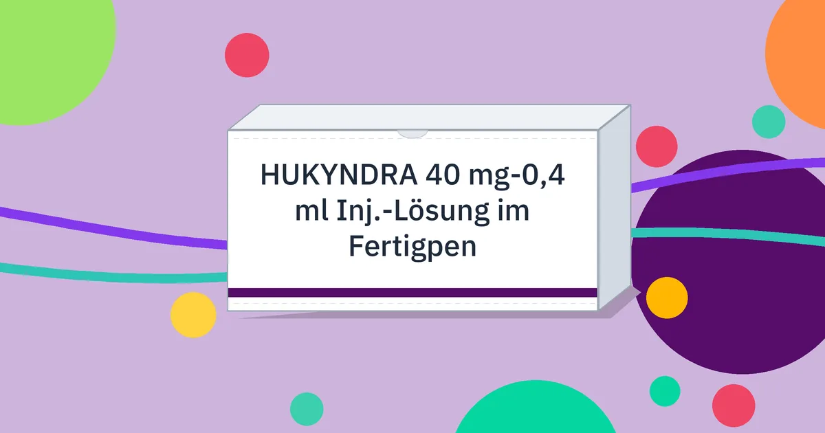 Symbolbild: Packung mit der Aufschrift HUKYNDRA 40 mg-0,4 ml Inj.-Lösung im Fertigpen (PZN 18467709) – Verfügbarkeit und Bezug in Apotheken in Frankfurt am Main