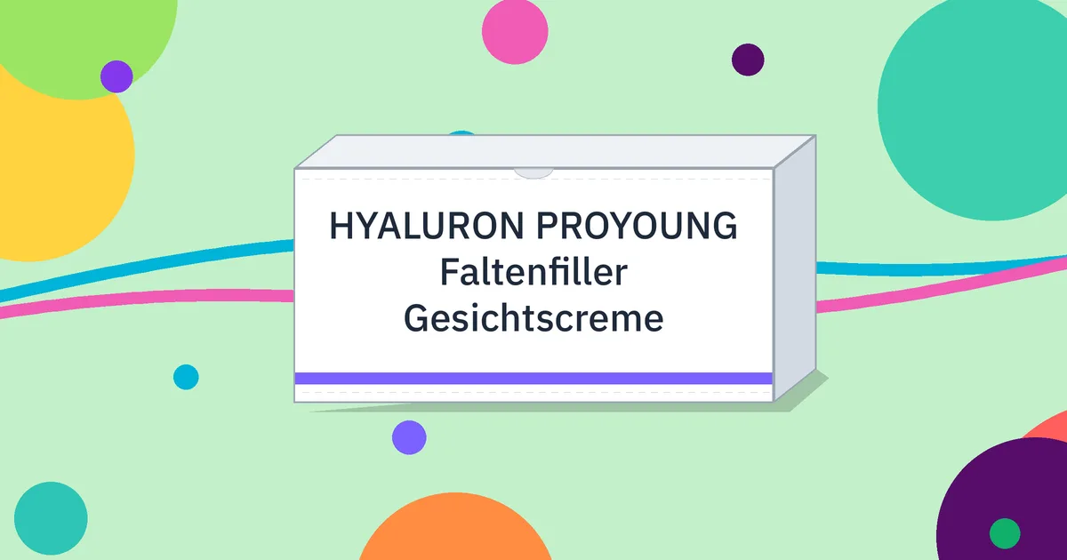 Symbolbild: Packung mit der Aufschrift HYALURON PROYOUNG Faltenfiller Gesichtscreme (PZN 10855211) – Verfügbarkeit und Bezug in Apotheken in Frankfurt am Main
