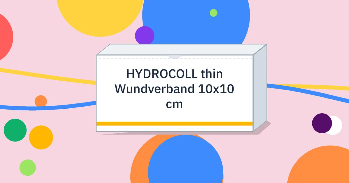 Symbolbild: Packung mit der Aufschrift HYDROCOLL thin Wundverband 10x10 cm (PZN 16595969) – Verfügbarkeit und Bezug in Apotheken in Frankfurt am Main