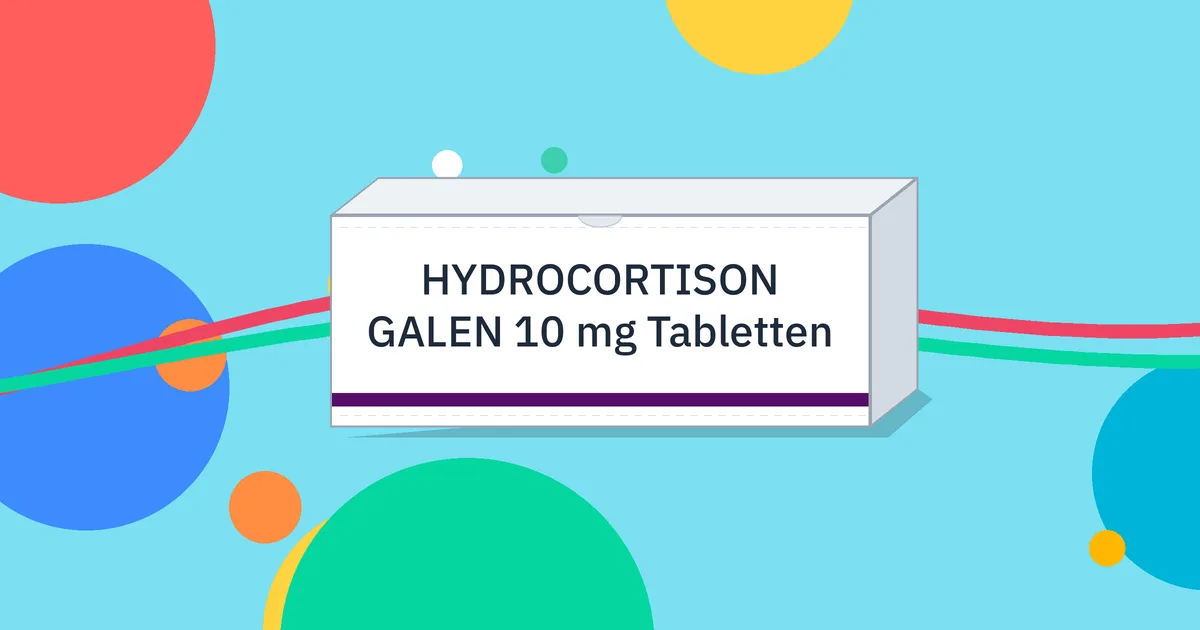 Symbolbild: Packung mit der Aufschrift HYDROCORTISON GALEN 10 mg Tabletten (PZN 02818590) – Verfügbarkeit und Bezug in Apotheken in Frankfurt am Main