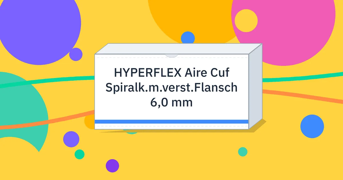 Symbolbild: Packung mit der Aufschrift HYPERFLEX Aire Cuf Spiralk.m.verst.Flansch 6,0 mm (PZN 02253395) – Verfügbarkeit und Bezug in Apotheken in Frankfurt am Main