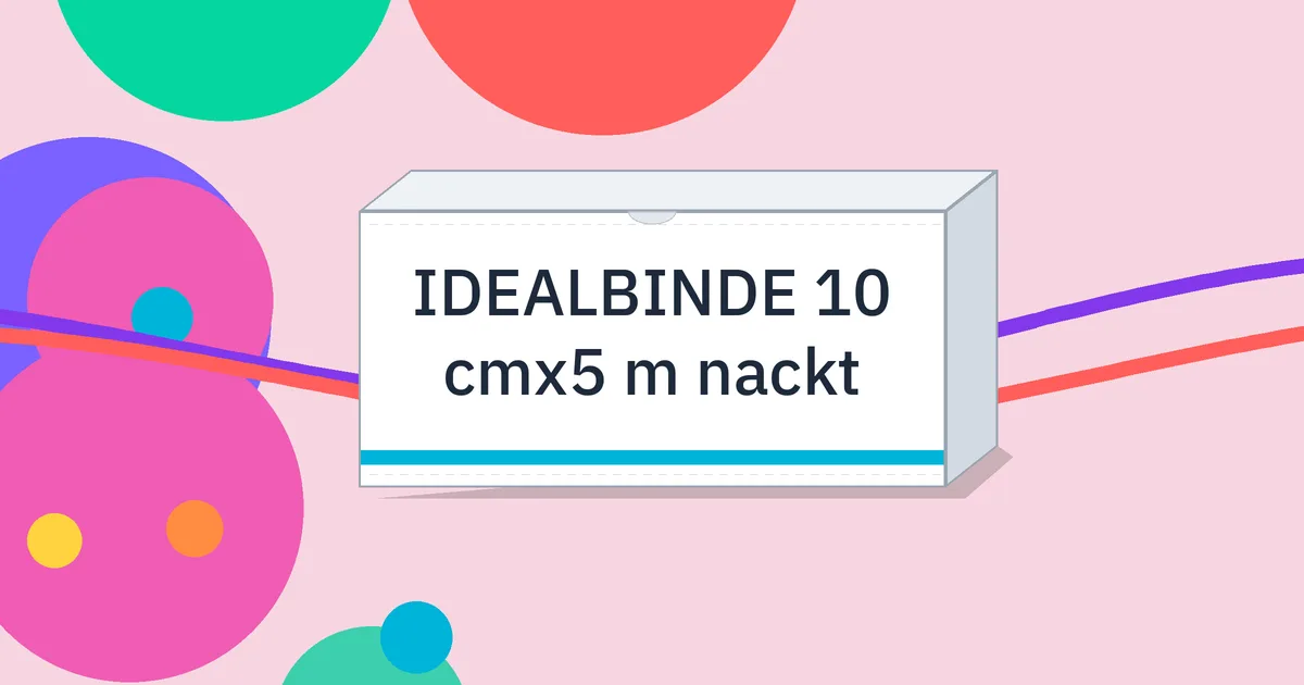 Symbolbild: Packung mit der Aufschrift IDEALBINDE 10 cmx5 m nackt (PZN 07623129) – Verfügbarkeit und Bezug in Apotheken in Frankfurt am Main