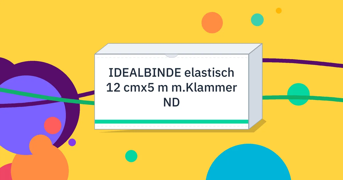 Symbolbild: Packung mit der Aufschrift IDEALBINDE elastisch 12 cmx5 m m.Klammer ND (PZN 07388467) – Verfügbarkeit und Bezug in Apotheken in Frankfurt am Main