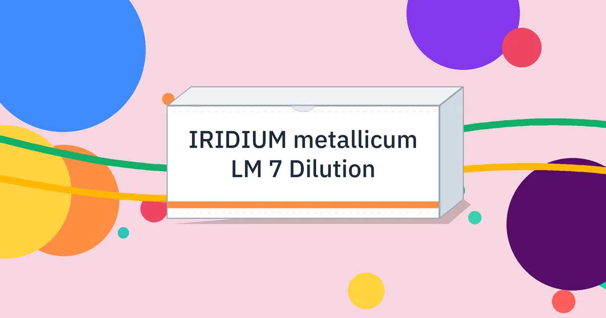 Symbolbild: Packung mit der Aufschrift IRIDIUM metallicum LM 7 Dilution (PZN 12913378) – Verfügbarkeit und Bezug in Apotheken in Frankfurt am Main