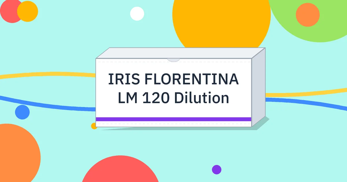 Symbolbild: Packung mit der Aufschrift IRIS FLORENTINA LM 120 Dilution (PZN 13561243) – Verfügbarkeit und Bezug in Apotheken in Frankfurt am Main