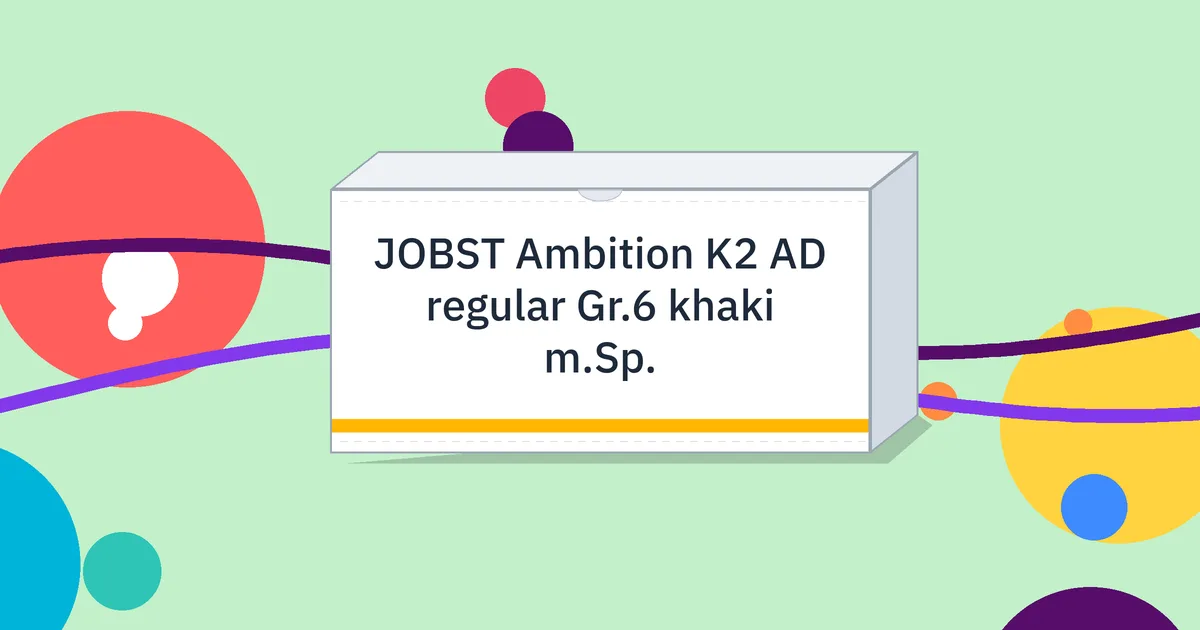 Symbolbild: Packung mit der Aufschrift JOBST Ambition K2 AD regular Gr.6 khaki m.Sp. (PZN 11021028) – Verfügbarkeit und Bezug in Apotheken in Frankfurt am Main