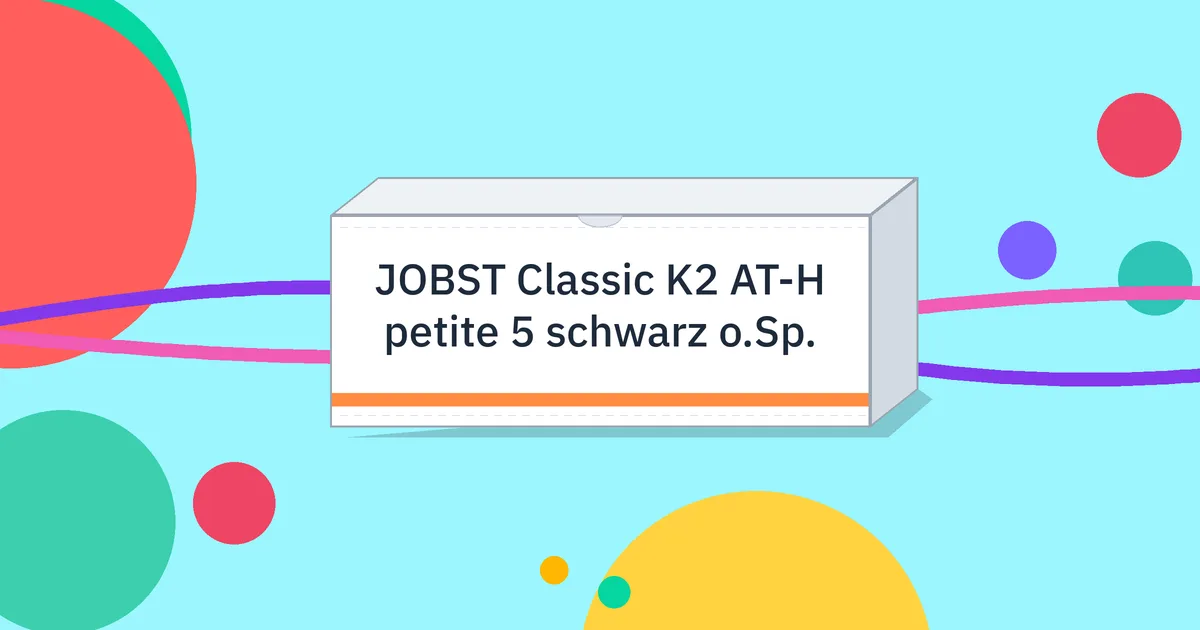 Symbolbild: Packung mit der Aufschrift JOBST Classic K2 AT-H petite 5 schwarz o.Sp. (PZN 13067796) – Verfügbarkeit und Bezug in Apotheken in Frankfurt am Main
