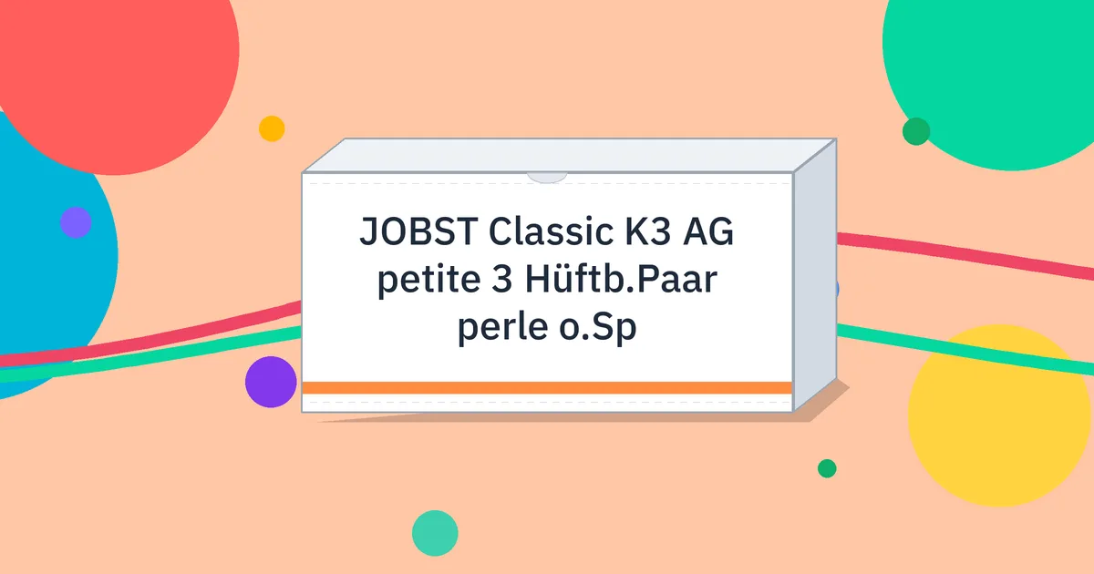 Symbolbild: Packung mit der Aufschrift JOBST Classic K3 AG petite 3 Hüftb.Paar perle o.Sp (PZN 13074804) – Verfügbarkeit und Bezug in Apotheken in Frankfurt am Main