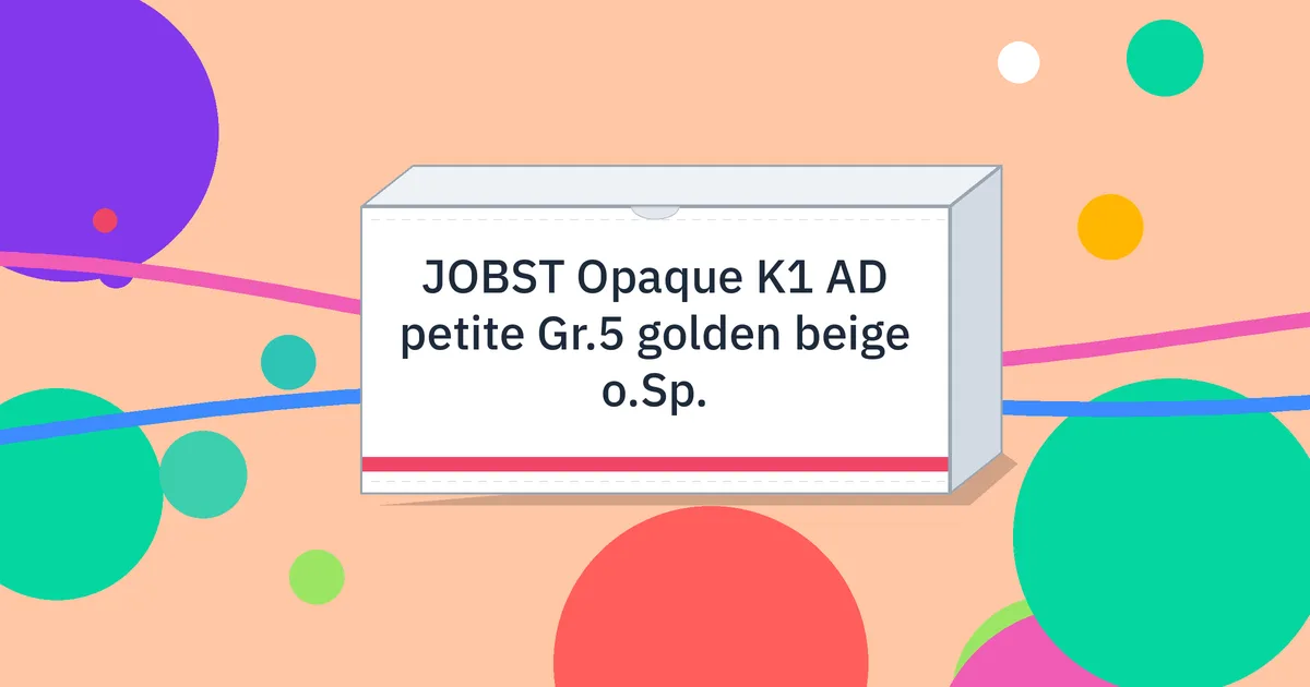 Symbolbild: Packung mit der Aufschrift JOBST Opaque K1 AD petite Gr.5 golden beige o.Sp. (PZN 16263753) – Verfügbarkeit und Bezug in Apotheken in Frankfurt am Main