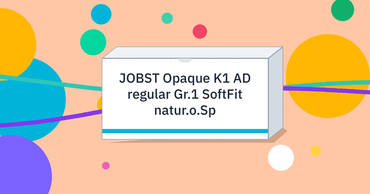 Symbolbild: Packung mit der Aufschrift JOBST Opaque K1 AD regular Gr.1 SoftFit natur.o.Sp (PZN 13083051) – Verfügbarkeit und Bezug in Apotheken in Frankfurt am Main