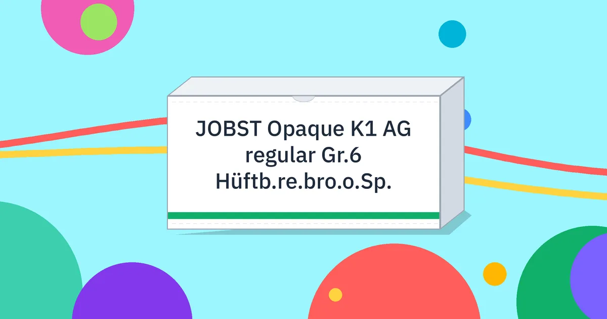 Symbolbild: Packung mit der Aufschrift JOBST Opaque K1 AG regular Gr.6 Hüftb.re.bro.o.Sp. (PZN 13101464) – Verfügbarkeit und Bezug in Apotheken in Frankfurt am Main