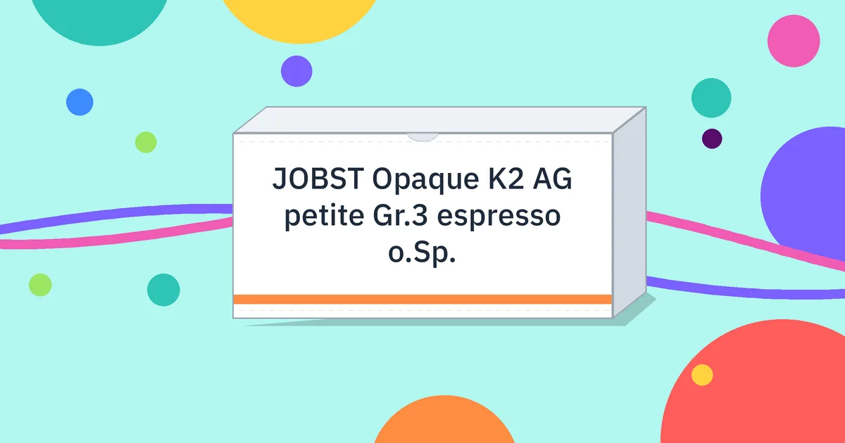 Symbolbild: Packung mit der Aufschrift JOBST Opaque K2 AG petite Gr.3 espresso o.Sp. (PZN 16285513) – Verfügbarkeit und Bezug in Apotheken in Frankfurt am Main