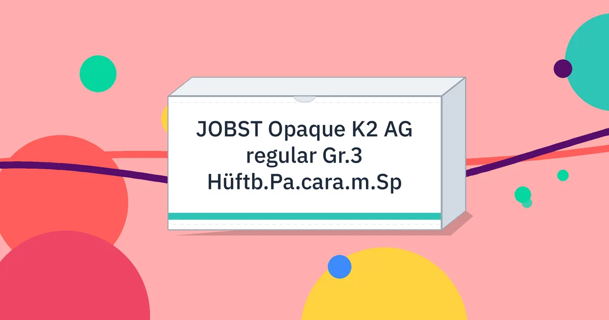 Symbolbild: Packung mit der Aufschrift JOBST Opaque K2 AG regular Gr.3 Hüftb.Pa.cara.m.Sp (PZN 13116425) – Verfügbarkeit und Bezug in Apotheken in Frankfurt am Main