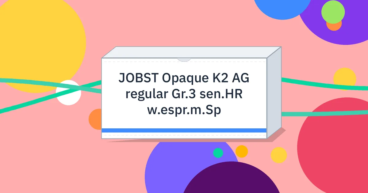 Symbolbild: Packung mit der Aufschrift JOBST Opaque K2 AG regular Gr.3 sen.HR w.espr.m.Sp (PZN 16282526) – Verfügbarkeit und Bezug in Apotheken in Frankfurt am Main