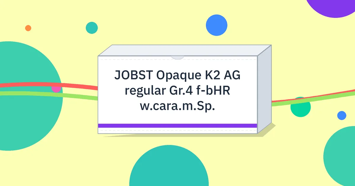 Symbolbild: Packung mit der Aufschrift JOBST Opaque K2 AG regular Gr.4 f-bHR w.cara.m.Sp. (PZN 11253052) – Verfügbarkeit und Bezug in Apotheken in Frankfurt am Main