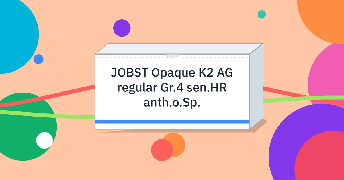 Symbolbild: Packung mit der Aufschrift JOBST Opaque K2 AG regular Gr.4 sen.HR anth.o.Sp. (PZN 16279748) – Verfügbarkeit und Bezug in Apotheken in Frankfurt am Main