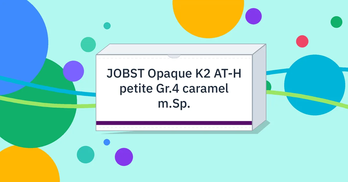 Symbolbild: Packung mit der Aufschrift JOBST Opaque K2 AT-H petite Gr.4 caramel m.Sp. (PZN 13117910) – Verfügbarkeit und Bezug in Apotheken in Frankfurt am Main