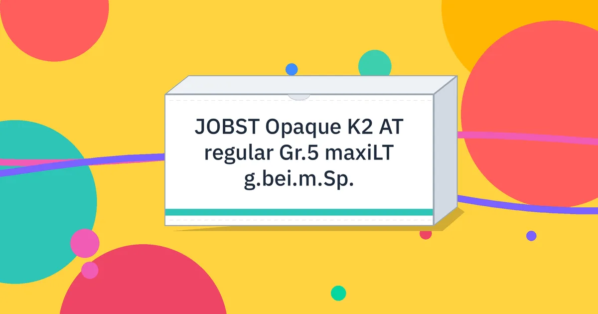 Symbolbild: Packung mit der Aufschrift JOBST Opaque K2 AT regular Gr.5 maxiLT g.bei.m.Sp. (PZN 16289379) – Verfügbarkeit und Bezug in Apotheken in Frankfurt am Main