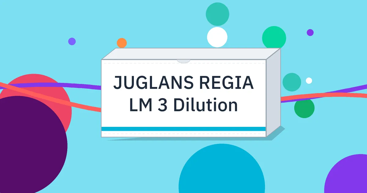 Symbolbild: Packung mit der Aufschrift JUGLANS REGIA LM 3 Dilution (PZN 12916046) – Verfügbarkeit und Bezug in Apotheken in Frankfurt am Main