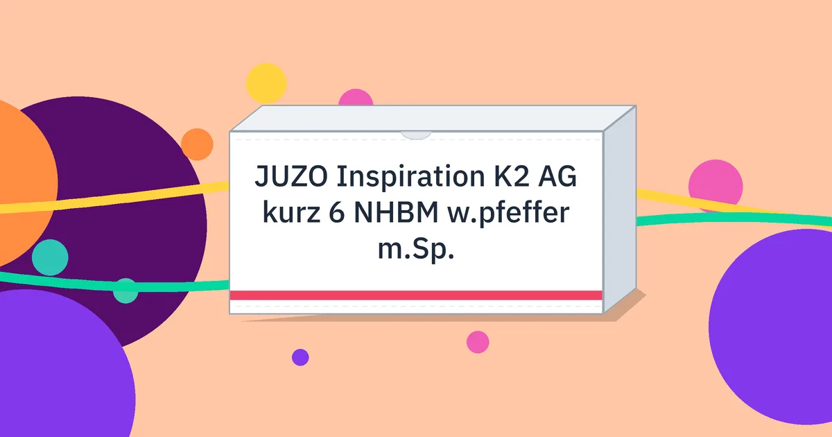 Symbolbild: Packung mit der Aufschrift JUZO Inspiration K2 AG kurz 6 NHBM w.pfeffer m.Sp. (PZN 14923748) – Verfügbarkeit und Bezug in Apotheken in Frankfurt am Main