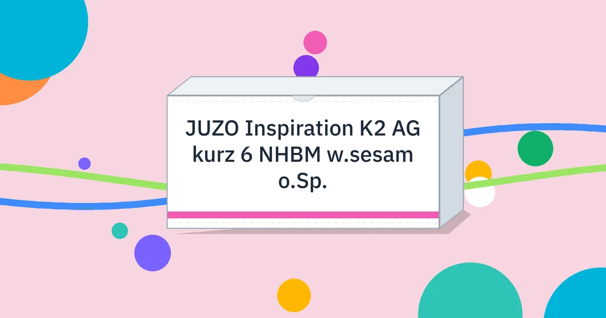 Symbolbild: Packung mit der Aufschrift JUZO Inspiration K2 AG kurz 6 NHBM w.sesam o.Sp. (PZN 14950685) – Verfügbarkeit und Bezug in Apotheken in Frankfurt am Main