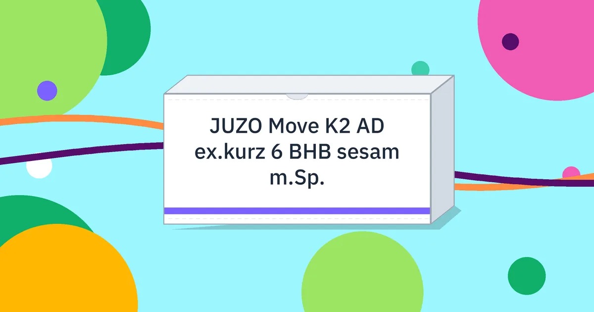 Symbolbild: Packung mit der Aufschrift JUZO Move K2 AD ex.kurz 6 BHB sesam m.Sp. (PZN 18510374) – Verfügbarkeit und Bezug in Apotheken in Frankfurt am Main