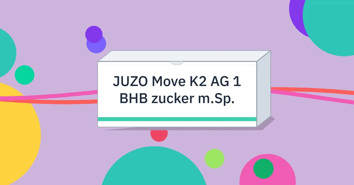 Symbolbild: Packung mit der Aufschrift JUZO Move K2 AG 1 BHB zucker m.Sp. (PZN 18524100) – Verfügbarkeit und Bezug in Apotheken in Frankfurt am Main