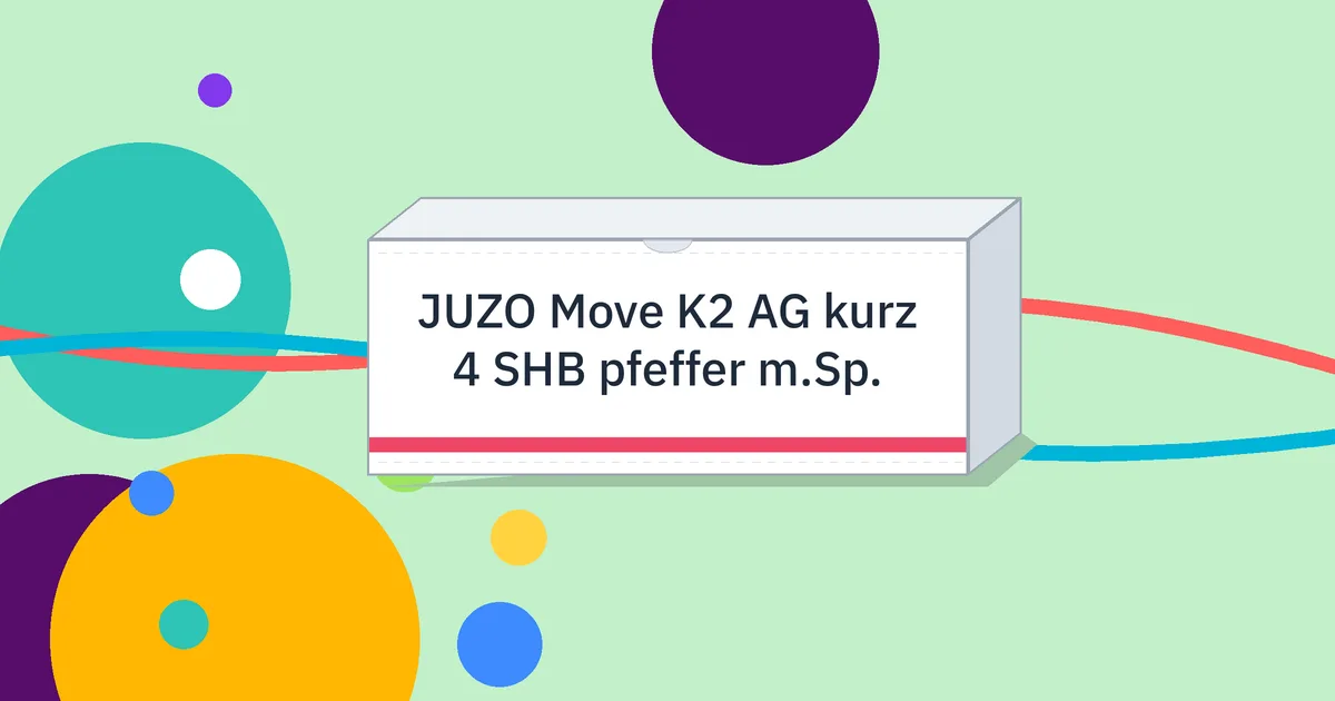 Symbolbild: Packung mit der Aufschrift JUZO Move K2 AG kurz 4 SHB pfeffer m.Sp. (PZN 16651225) – Verfügbarkeit und Bezug in Apotheken in Frankfurt am Main