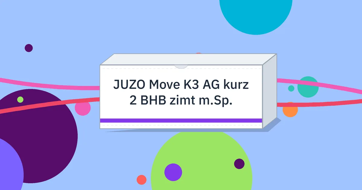 Symbolbild: Packung mit der Aufschrift JUZO Move K3 AG kurz 2 BHB zimt m.Sp. (PZN 18579561) – Verfügbarkeit und Bezug in Apotheken in Frankfurt am Main