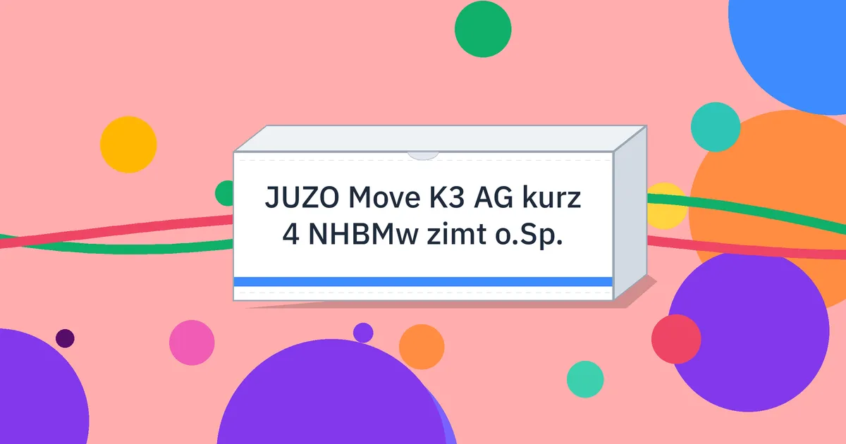 Symbolbild: Packung mit der Aufschrift JUZO Move K3 AG kurz 4 NHBMw zimt o.Sp. (PZN 18580920) – Verfügbarkeit und Bezug in Apotheken in Frankfurt am Main
