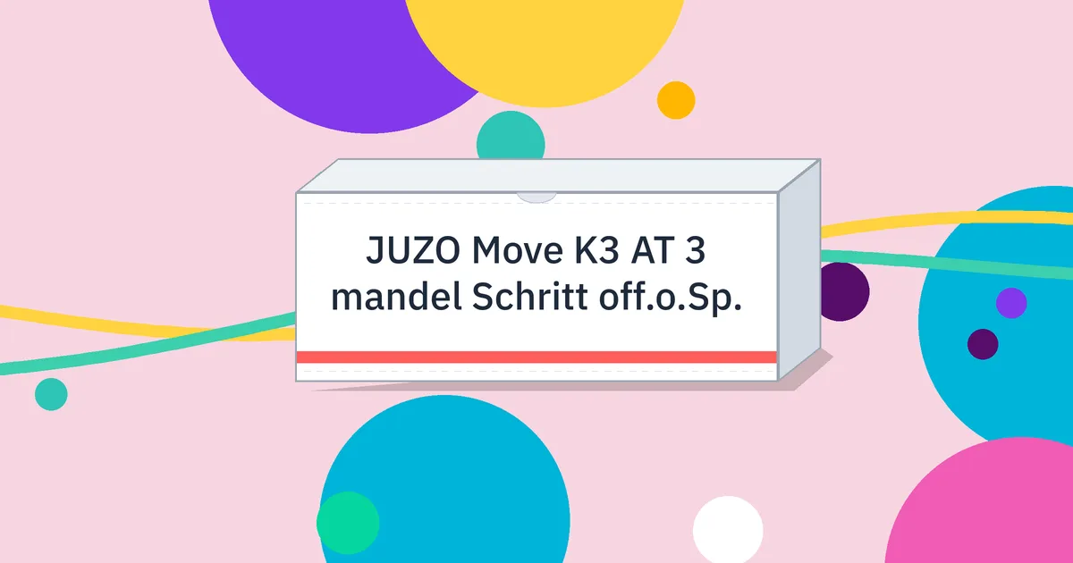 Symbolbild: Packung mit der Aufschrift JUZO Move K3 AT 3 mandel Schritt off.o.Sp. (PZN 20679146) – Verfügbarkeit und Bezug in Apotheken in Frankfurt am Main