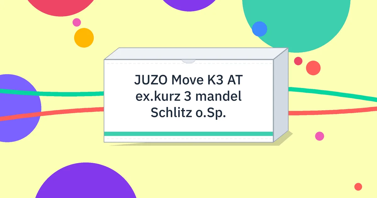 Symbolbild: Packung mit der Aufschrift JUZO Move K3 AT ex.kurz 3 mandel Schlitz o.Sp. (PZN 20682740) – Verfügbarkeit und Bezug in Apotheken in Frankfurt am Main