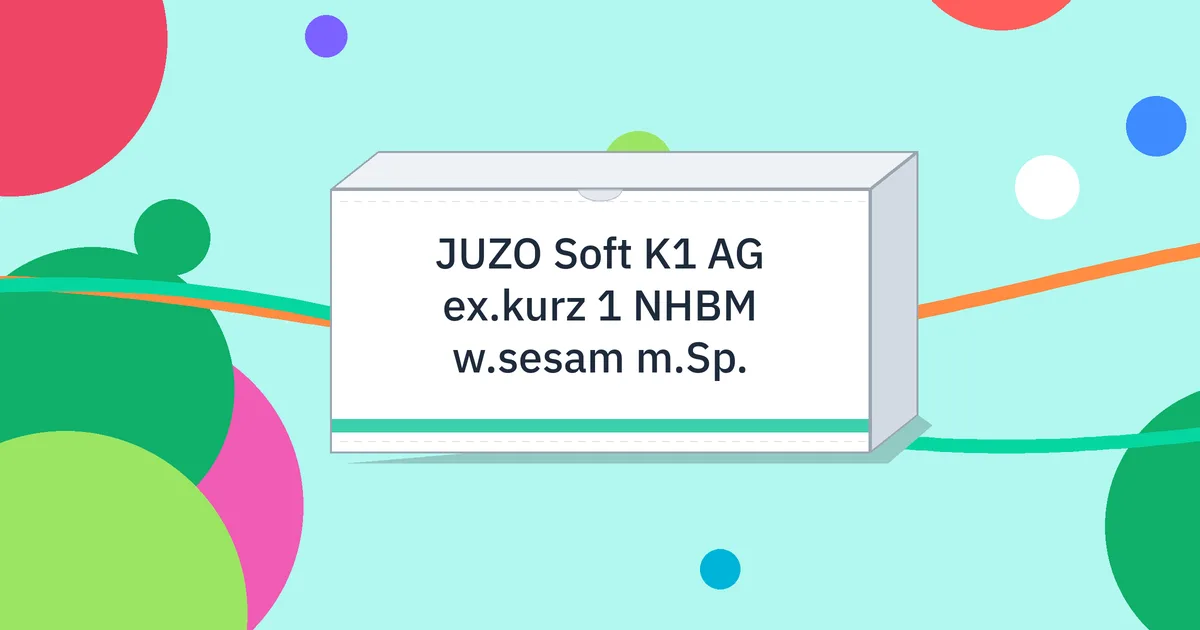 Symbolbild: Packung mit der Aufschrift JUZO Soft K1 AG ex.kurz 1 NHBM w.sesam m.Sp. (PZN 15016952) – Verfügbarkeit und Bezug in Apotheken in Frankfurt am Main