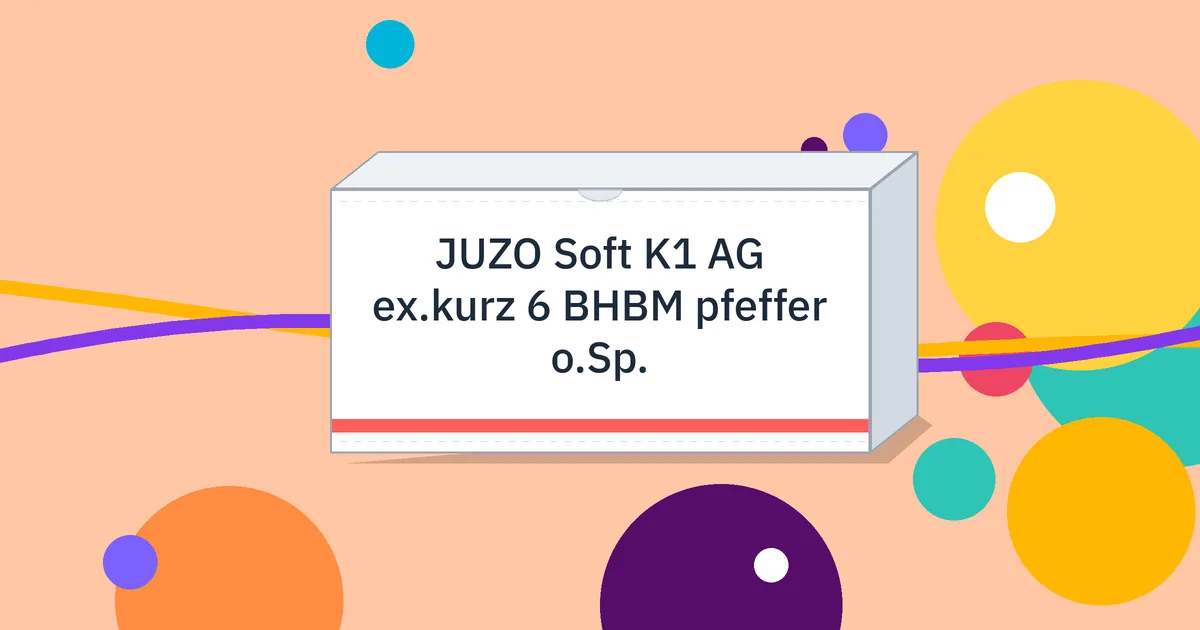 Symbolbild: Packung mit der Aufschrift JUZO Soft K1 AG ex.kurz 6 BHBM pfeffer o.Sp. (PZN 14858169) – Verfügbarkeit und Bezug in Apotheken in Frankfurt am Main