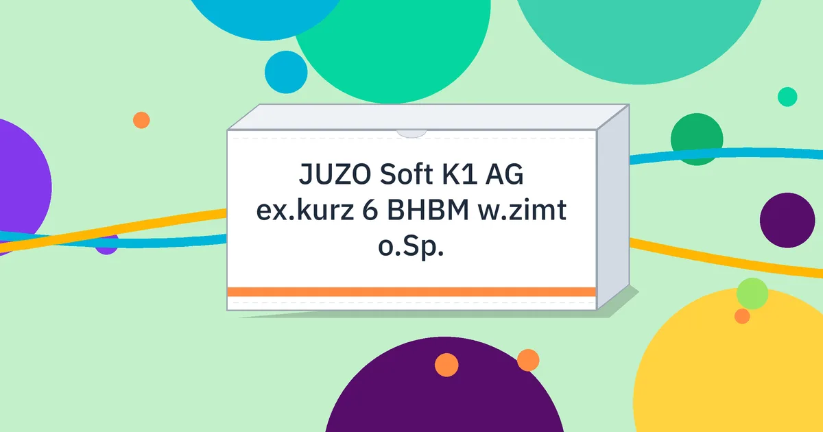 Symbolbild: Packung mit der Aufschrift JUZO Soft K1 AG ex.kurz 6 BHBM w.zimt o.Sp. (PZN 14866134) – Verfügbarkeit und Bezug in Apotheken in Frankfurt am Main