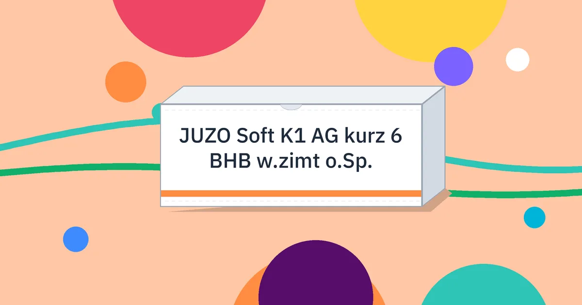 Symbolbild: Packung mit der Aufschrift JUZO Soft K1 AG kurz 6 BHB w.zimt o.Sp. (PZN 14838698) – Verfügbarkeit und Bezug in Apotheken in Frankfurt am Main