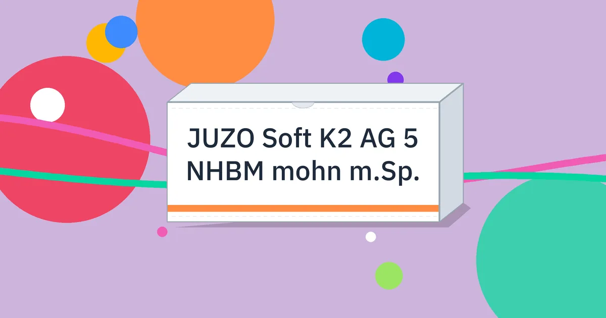 Symbolbild: Packung mit der Aufschrift JUZO Soft K2 AG 5 NHBM mohn m.Sp. (PZN 15019169) – Verfügbarkeit und Bezug in Apotheken in Frankfurt am Main