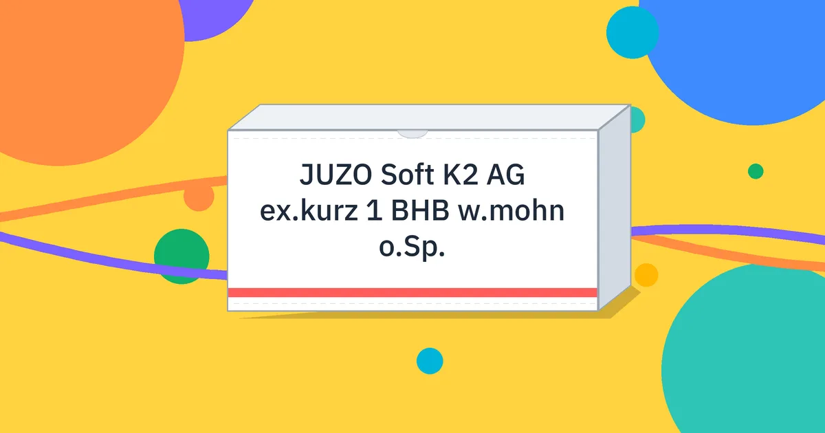 Symbolbild: Packung mit der Aufschrift JUZO Soft K2 AG ex.kurz 1 BHB w.mohn o.Sp. (PZN 14844279) – Verfügbarkeit und Bezug in Apotheken in Frankfurt am Main