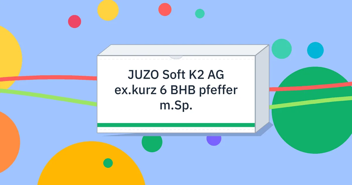 Symbolbild: Packung mit der Aufschrift JUZO Soft K2 AG ex.kurz 6 BHB pfeffer m.Sp. (PZN 14827335) – Verfügbarkeit und Bezug in Apotheken in Frankfurt am Main
