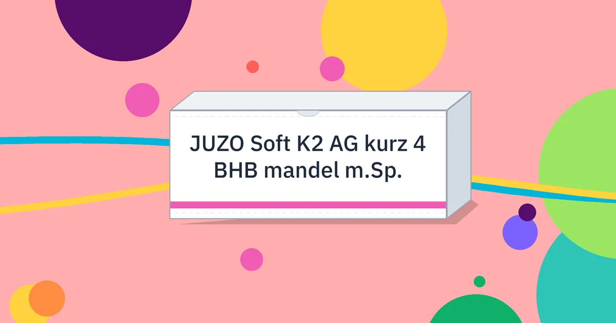 Symbolbild: Packung mit der Aufschrift JUZO Soft K2 AG kurz 4 BHB mandel m.Sp. (PZN 14826318) – Verfügbarkeit und Bezug in Apotheken in Frankfurt am Main